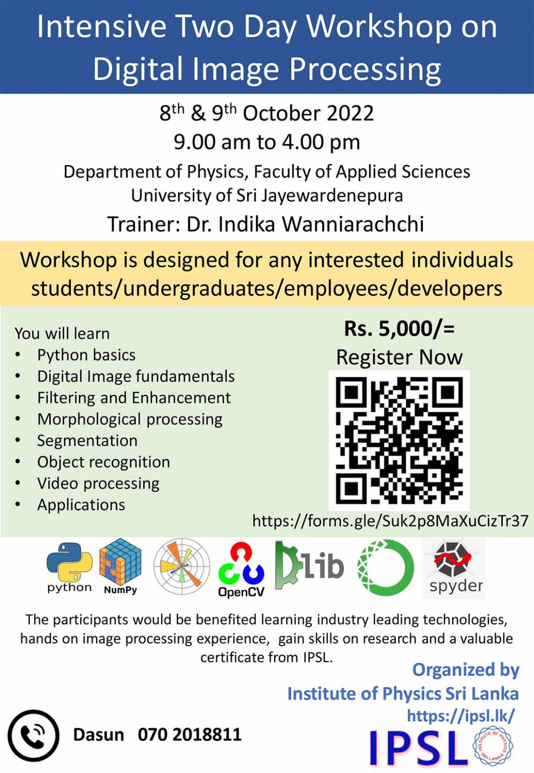 DIP Workshop – 2022 – Institute of Physics Sri Lanka