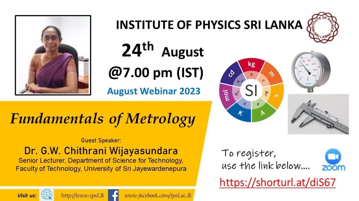 August Webinar 2023 Institute Of Physics Sri Lanka